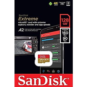 SanDisk Extreme V30 A2 128GB MicroSD Memory Card 4K SDXC Works with DJI Mavic Mini Drone Flycam Bundle with (1) Everything But Stromboli Micro Card Reader