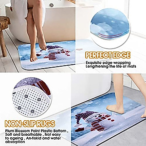 Christmas Shower Curtain Sets with Non-Slip Rugs and Toilet Lid Cover,Xmas Winter Snowman Bath for Bathroom 4 Piece Set with 12 Metal Hooks, Waterproof Bathroom Fabric ,72x72 inch