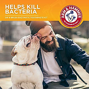 Arm & Hammer for Pets Dip & Brush Tartar Control Enzymatic Toothpaste Kit | Easy to Use Tartar Control Dog Dental Care Kit | Beef Flavored Dog Toothpaste in Fresh Mint Scent