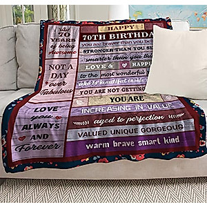 Muxuten 70th Birthday Gifts for Women/Men - 70th Birthday Gifts Blanket 60"X50" - Best Gifts for 70 Year Old Woman, 70 Year Old Birthday Gifts for Women, 70th Birthday Gift Ideas, Birthday Party Decor