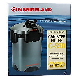 Marineland Multi-Stage C-530 Canister Filter For aquariums, Easy Maintenance, 100 to 150-Gallon/530 GPH (PCML530)