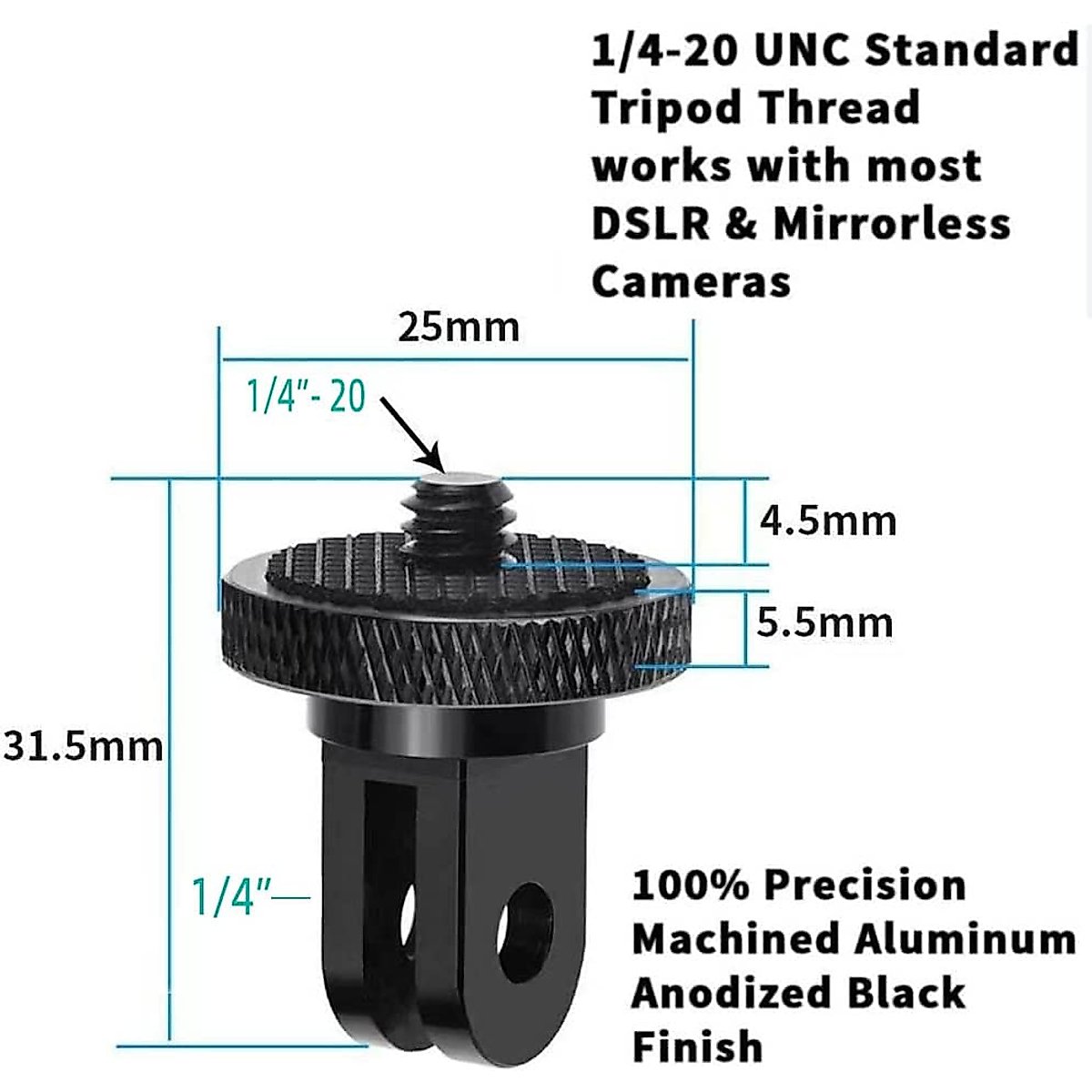 VIZEMO Aluminum Camera Tripod Adapter 1/4"-20 Conversion Adapter Mounts Compatible with Gopro Action Cameras Insta360 and Other Standard 1/4 Accessories, Quarter Inch Mount Adapter for GoPro Ecosystem