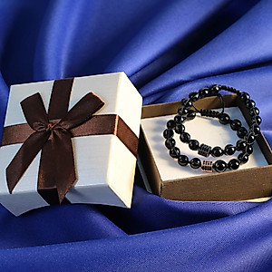 COAI CZ Paved His and Hers Black Tourmaline Couple Bracelets