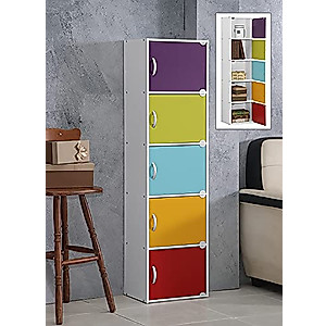HODEDAH IMPORT Bookcase, Rainbow, 5 Door