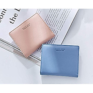AnnabelZ Women Wallets Small Bifold Leather Pocket Wallet Ladies Mini Short Purse (Blue)