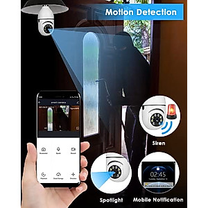 OFYOO Light Bulb Security Camera Wireless Outdoor Indoor 2.4G/5G WiFi Cameras for Home 360° Panoramic Motion Detection and Alarm Two-Way Audio Based E27 Socket