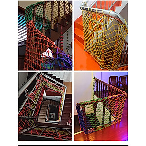 Child Safety Net, Color Knotted Dog Cat Net, Balcony Stair Barrier Fall Protection 6mm Rope 8cm Mesh Heavy Duty Hanging Network (Color : 8mm Rope, Size : 1x3m(3x10ft))