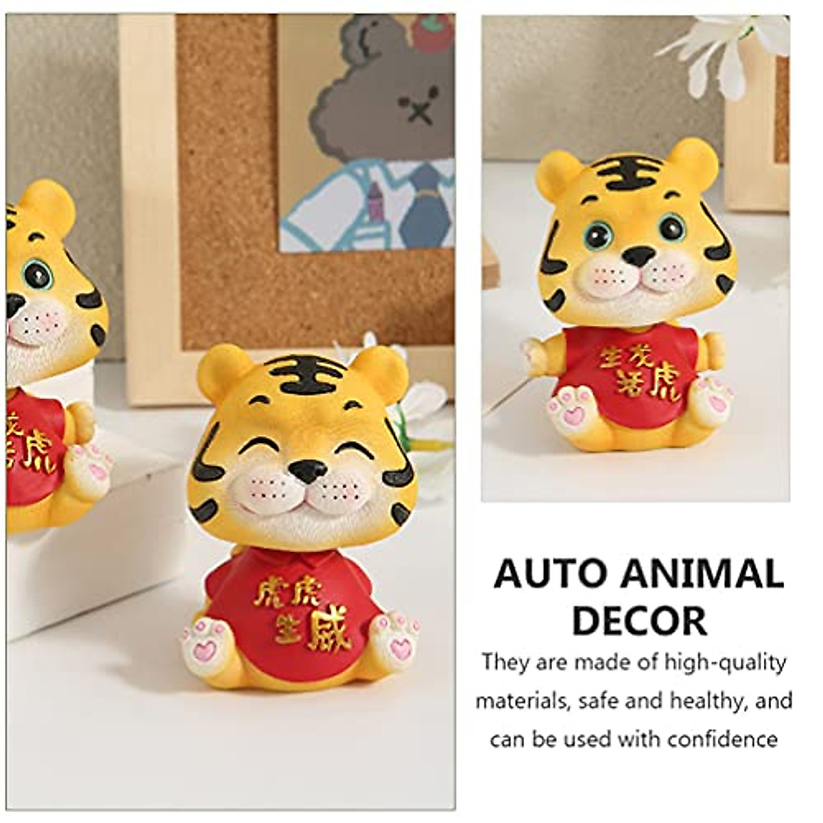 TOYANDONA Mini Toys 2pcs Bobblehead Tiger Figure Dancing Shaking Head Toys Animal Swinging Car Dashboard Decoration for Home Kitchen Office Decor Rearview Mirror Plants Decor