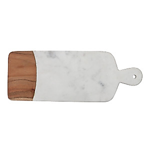 Wooden and Marble Cutting Board - Chopping Board With Handle - Wooden Cutting Boards for Kitchen Decor Accessories - Charcuterie Boards for Steak Fruits - Serving Trays - Size : 14x6" Inch