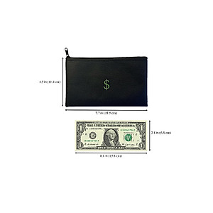 Cash/Money Pouch/Bag Perfect Size, Waterproof, 7.7 in x 4.5 in, Travel Pouch/Bag with Cash Icon/Symbol/Dollar/$ Sign. Cash Organizer. Junk Drawer Organizer. Pencil Pouch with Dollar Sign
