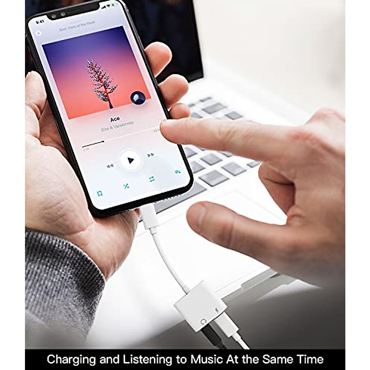 Headphone Adapter(2pack)Compatible with Lightning to 3.5mm AUX Audio Jack and Charger Dongle Earphone Splitter Compatible for iPhone 11 12 pro xs xr x 8 for Ipad Converter charging connector for Apple