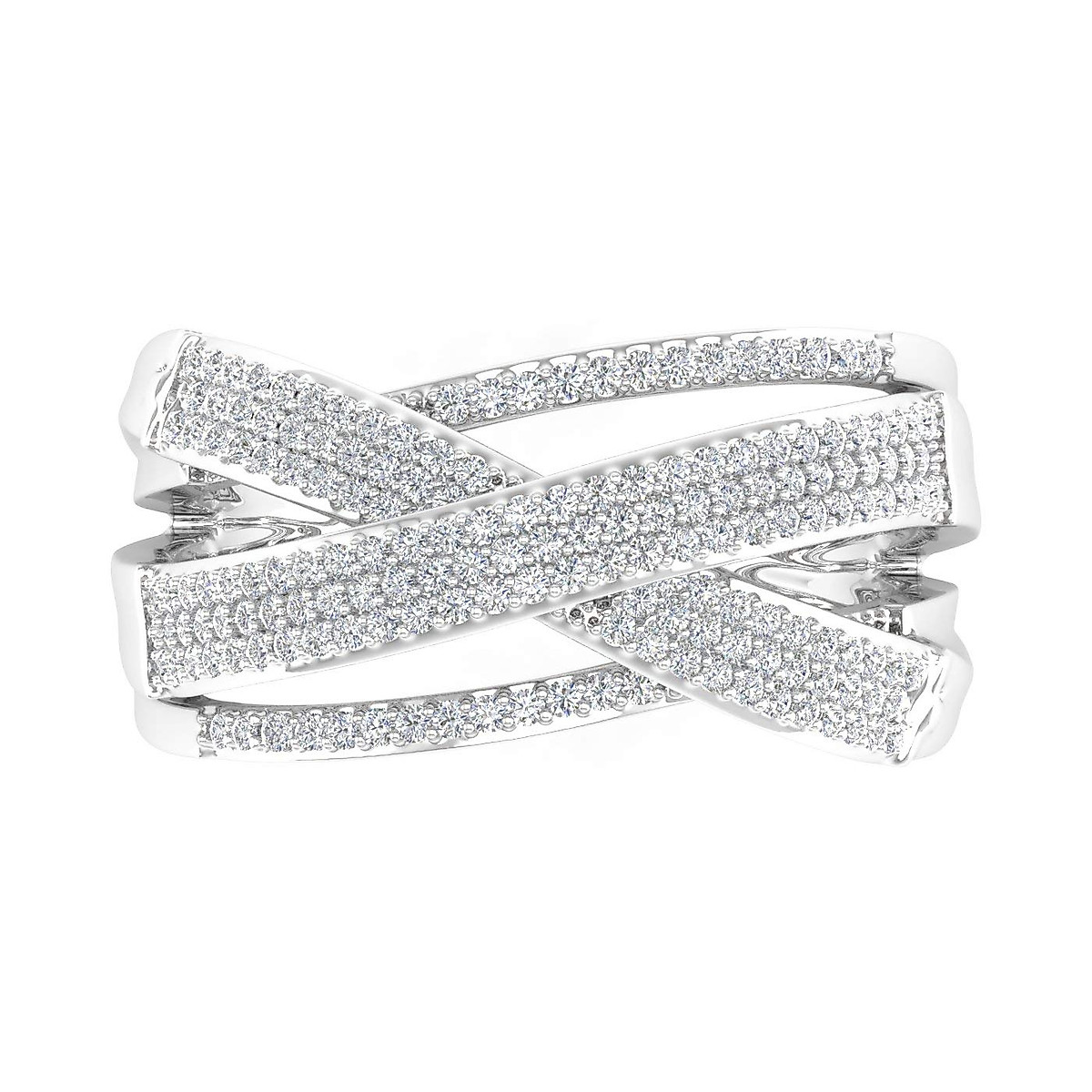 0.52 Carat Diamond Bypass Wedding Band Ring in 10K White Gold (Ring Size 11)