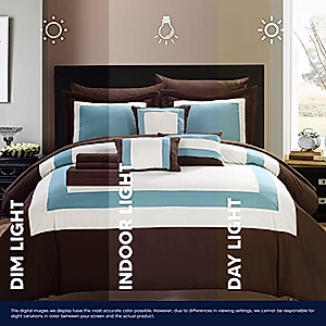 Chic Home 10-Piece Bed in a Bag Comforter Set, Brushed Microfiber,Shams, Decorative Pillows and Sheet Set Included, Queen, Brown