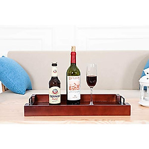 Large Ottoman Tray with Handles - Wooden Serving Trays for Ottomans - Farmhouse Tray for Ottoman - Wood Trays for Coffee Table - Wood Tray Ottoman Trays Home Decor - Rustic Wood Tray