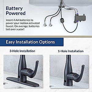 Bio Bidet by Bemis FLOW Motion Activated Single-Handle Pull-Down Sprayer Kitchen Faucet, Brushed Nickel