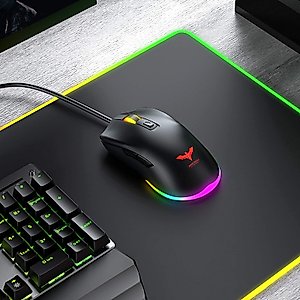 Havit RGB Gaming Mouse Wired PC Gaming Mice with 7 Color Backlight, 6 Buttons, Up to 6400 D P I Computer USB Mouses for Desktop Laptop Gamer & Work (Renewed)