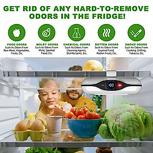 Tesiplz Mini USB Fridge Deodorizer,3 Modes LED Digital Display Refrigerator Air Purifier,Reusable Portable Smell Odor Eliminator,Beats Baking Soda Charcoal Bags Absorber for Car,Closet,Wardrobe