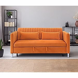 Lexicon Greyford Convertible Studio Sofa with Pull-Out Bed, Orange