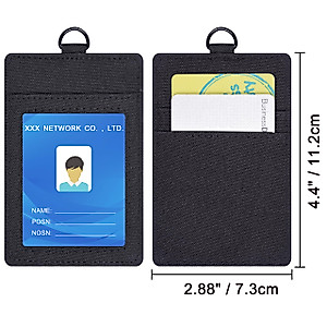 ID Badge Holder, Wisdompro Durable 23 inch Heavy Duty Lanyard with ID Holder, Safety Breakaway Detachable Buckle, Swivel Metal Hook, 1 Clear ID Window & 2 Credit Card Slot - Vertical Black