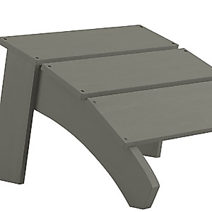 Flash Furniture Sawyer Indoor/Outdoor Commercial Grade Adirondack Ottoman - Gray All-Weather Adirondack Style Footrest