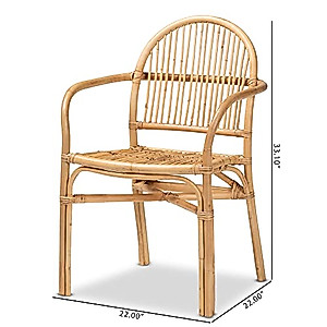 Baxton Studio Tugera Dining Chair Dining Chair Natural Brown Rattan Dining Chair