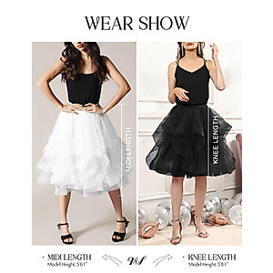 DRESSTELLS Black Tulle Skirts for Women, A Line Elastic Waist Tiered Layered Puffy Midi Tutu Skirt, Long Fluffy Party Skirt 2025 Black M