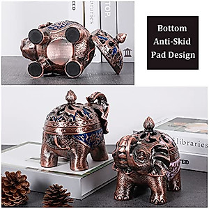 SogYupk Elephant Incense Burner with Lid,Metal Incense Holder Office/Home/Bathroom Vintage Incense Burner Decorative Ornaments,Handmade Incense Burner Gift for Meditation Yoga Lovers(Blue)