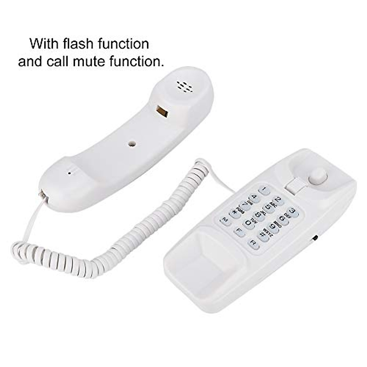 Corded Wall Phone Without Caller ID, Desktop Landline Corded Telephone for Home,Hotel,Living Room,School and Office,Powered by Telephone Line(White)