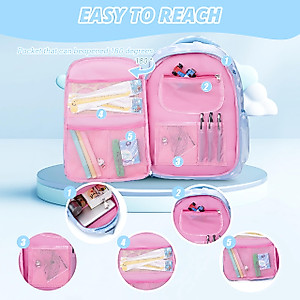 Wraifa Backpack For Girls, Preschool Girl Backpacks Kindergarten Bookbags Elementary Cute School Bags Set with Lunch Bag (Small, Heart Purple)