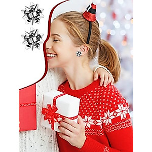 Christmas Bow Earrings Xmas Present Bow Earrings Christmas Stud Earrings for Women Favors (8 Pairs)