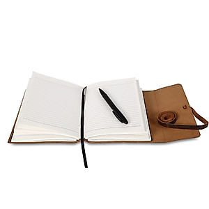 Leather Journal Lined Paper with luxury pen Handmade Leather Journal/Writing Notebook Diary/Bound Daily Notepad for Men & Women Medium, Writing pad for Artist, Sketch (8 X 6)
