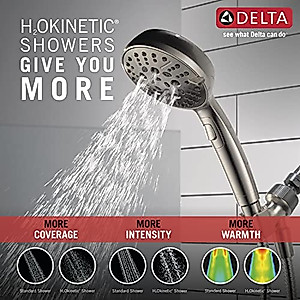 Delta Faucet 6-Setting Handheld H2Okinetic Shower Head, Brushed Nickel Shower Head with Hose, Handheld Shower Heads, Detachable Shower Head, Hand Shower 1.75 GPM, Stainless 75536SN