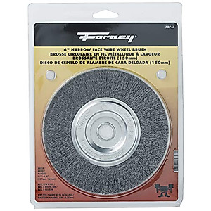 Forney 72747 Wire Bench Wheel Brush, Fine Crimped with 1/2-Inch and 5/8-Inch Arbor, 6-Inch-by-.008-Inch