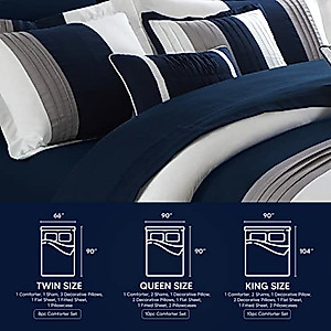Chic Home Ayelet 8 Piece Comforter Set, Twin, Navy