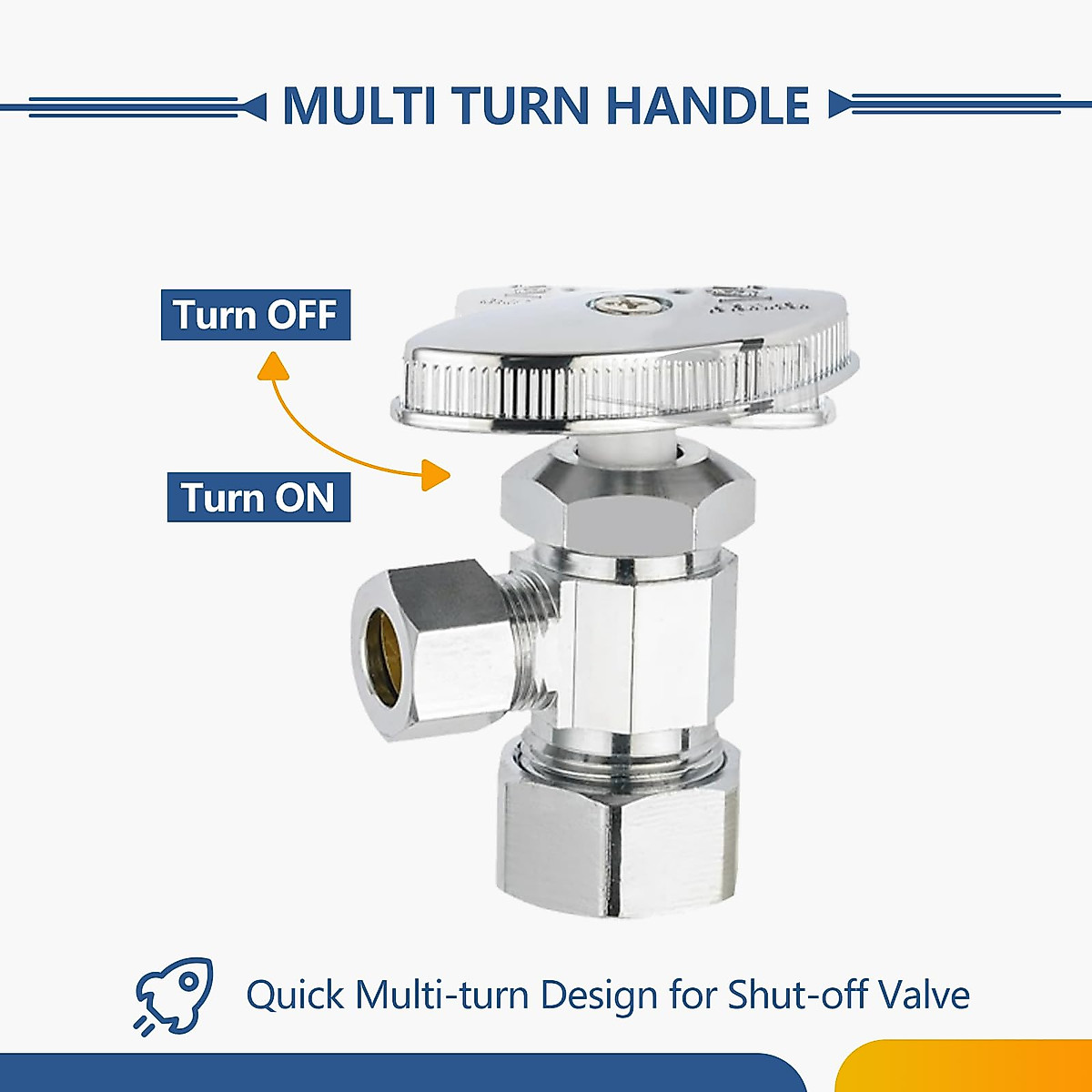 2-Pack GUOFIS Angle Stop Valve with Multi-Turn,1/2-Inch Nominal (5/8" OD) Compression x 3/8-Inch OD Compression Water Shut-off Valves(LF Brass Chrome Plate)