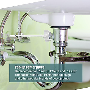Lavatory Pop Up Center Piece Assembly, Sink Ball Rod/Pivot Rod Replacement Sink Drain Parts Compatible with Price Pfister Pop Up Stopper and Other Popular Brands Replacement for PS2673(White)