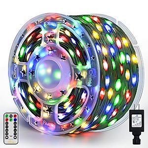 Ollny Christmas Lights 800LED 262FT Plug in, IP67 Waterproof Green Wire Outdoor Christmas Lights with Remote, 8 Modes with Timer Christmas Tree Lights for House Indoor Xmas Decorations (Multicolored)