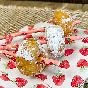 Strawberry Pattern Paper Straws - Valentine - Pink Red Green - 7.75 Inches - 100 Pack