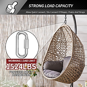 3 Inch Stainless Steel Chain Quick Links- 10 Pack 5/16" Locking Carabiners, Chain Hooks, Twist Key Ring Screw Chain Link, 1535 Lbs Capacity