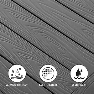 Meluvici Double Adirondack Side Table Weather Resistant, Outdoor Rectangular End Table for Adirondack Chair, Black with Wood Grain