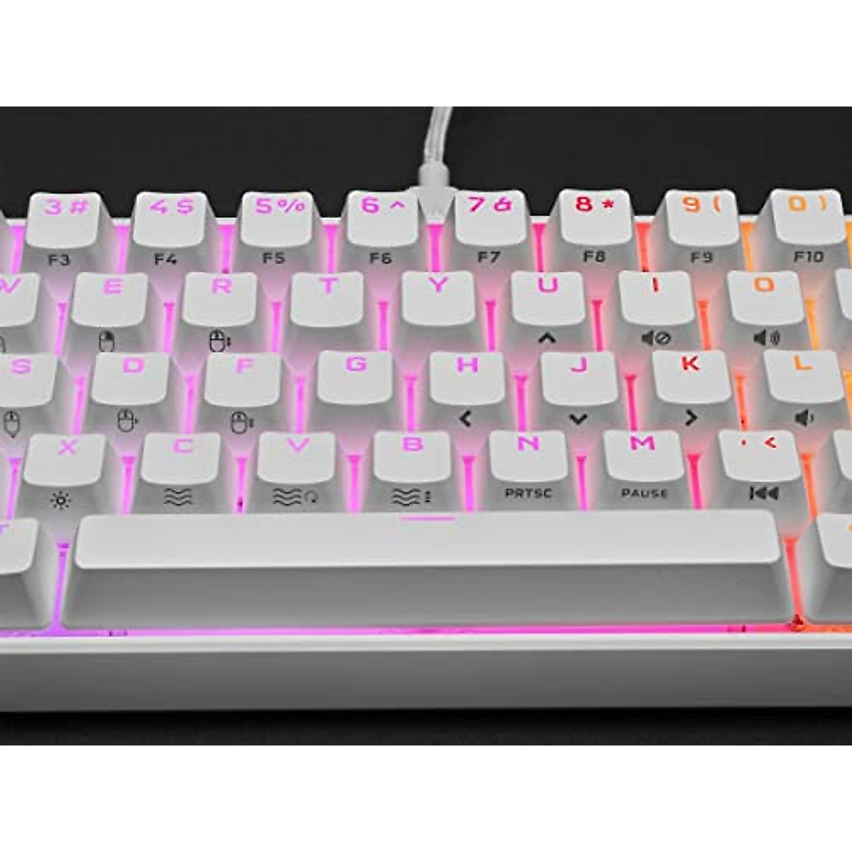 Corsair - K65 RGB Mini Wired 60% Mechanical, CH-9194114-NA, Cherry MX Speed Linear Switch Gaming Keyboard with PBT Double-Shot Keycaps - White (Renewed)