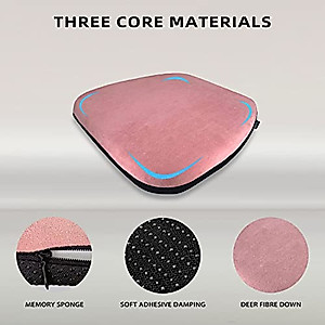 B&DOG XSIN Car Seat Cushion Comfort Memory Foam， Sciatica Pain Relief，Improve Driving View Suitable，for Car Driver Seat Office Chair Home Use Seat Cushion（Pink）