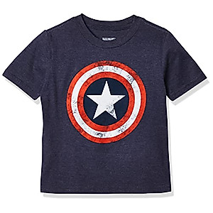 Marvel Boys' Toddler Captain America T-Shirt, Navy Heather, 5T
