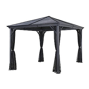 Sojag 10' x 10' Ventura Hardtop Gazebo Outdoor Weather-Resistant Aluminum Frame Sun Shelter Dark Grey