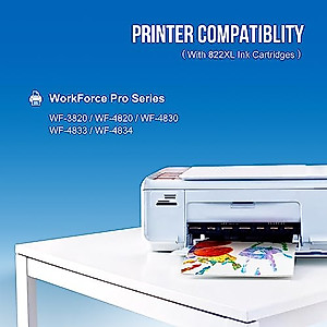 822XL Ink Cartridges Remanufactured Replacement for Epson 822XL 822 XL T822 T822XL for Workforce Pro WF-4830 Ink Cartridges WF-4820 WF-3820 WF-4833 WF-4834 Printer (Black, Cyan, Magenta, Yellow)