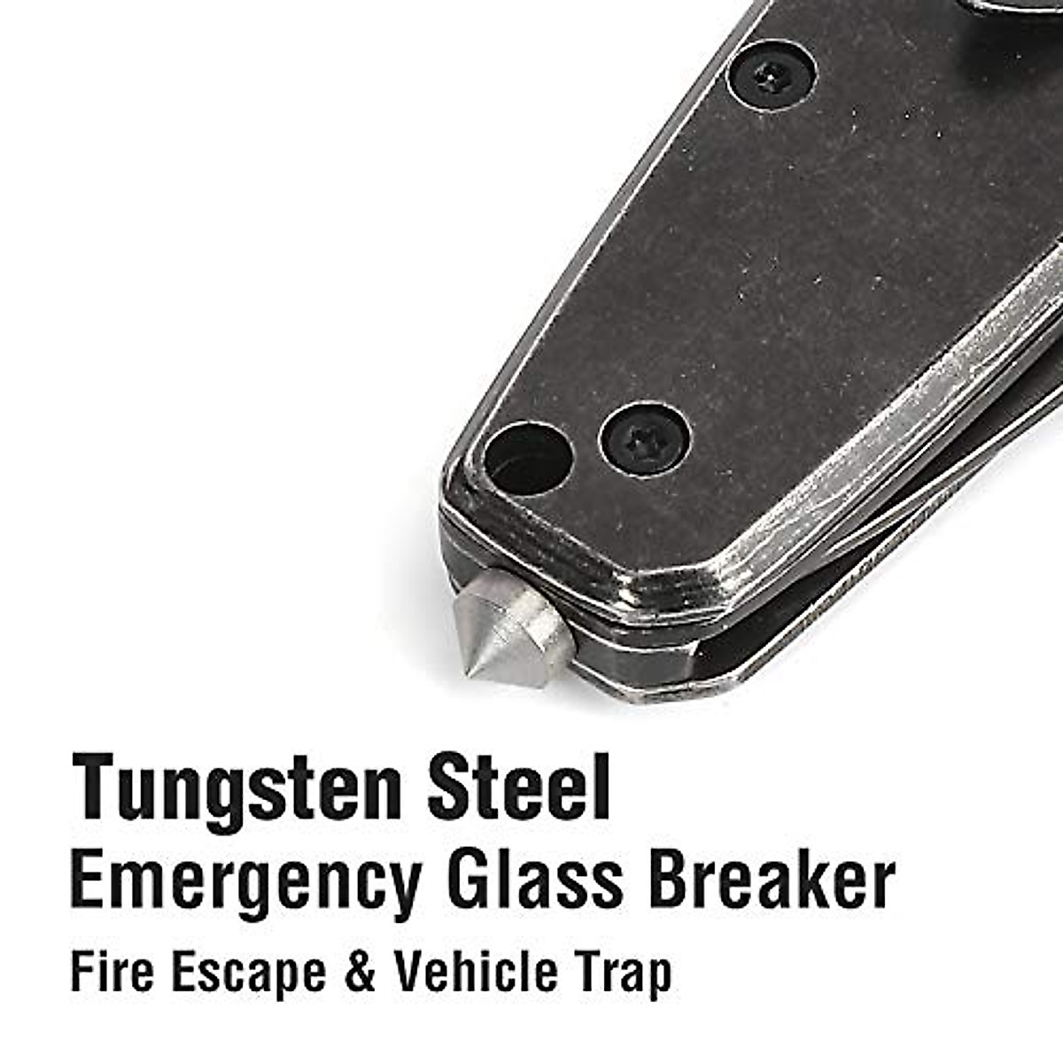 Mossy Oak Folding Pocket Knife - 7 inch EDC Stainless Steel Drop Point Blade Knife - Multi-Functional Tool with Bottle Opener - Liner Lock Handle (Black Stone Wash)