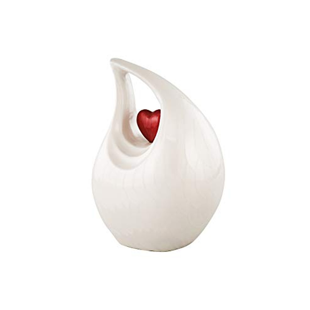 Cremation Urn Heart of Love Urn for Human Ashes – Cremation Urn for Funeral, Columbarium or Home, Cremation Urns for Human Ashes.220cubic inch- with Velvet Bag. (White Red Heart Large)
