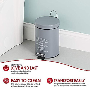 Home Basics Paris Collection Bathroom Accessories Bundle in Grey | Waste Bin | Soap Dispenser | Soap Dish | Tumbler | Toothbrush Holder | Elegant Design