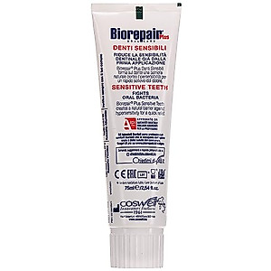 Biorepair Sensitive Teeth Daily Toothpaste - 2.54 Fluid Ounces (75ml) Tubes (Pack of 2) [ Italian Import ]