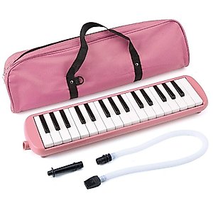 32 Key Melodica Instrument with Mouthpiece Air Piano Keyboard (Pink)